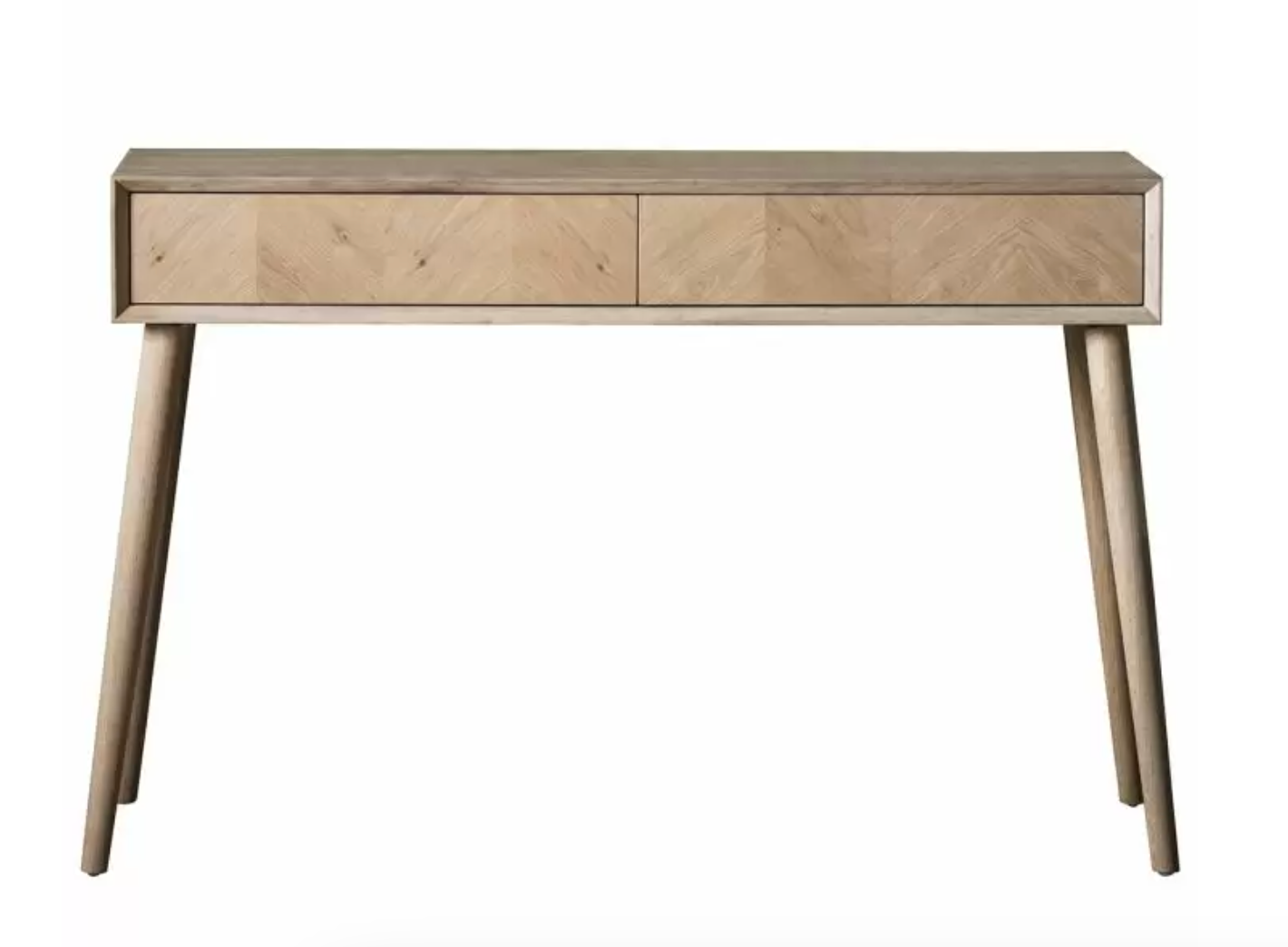 Chevron Two Drawer Oak Console Table Dressing Table Pebble Home Lifestyle